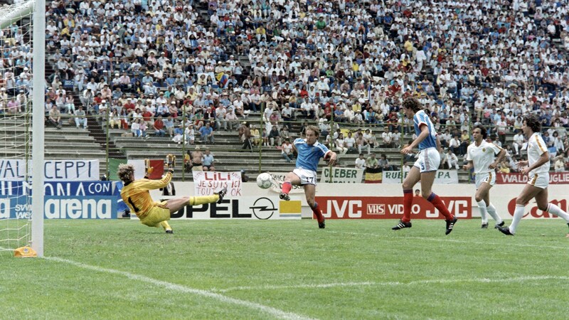 Jean-Pierre Papin Goal 43' | France vs Belgium | 1986 FIFA World Cup ...