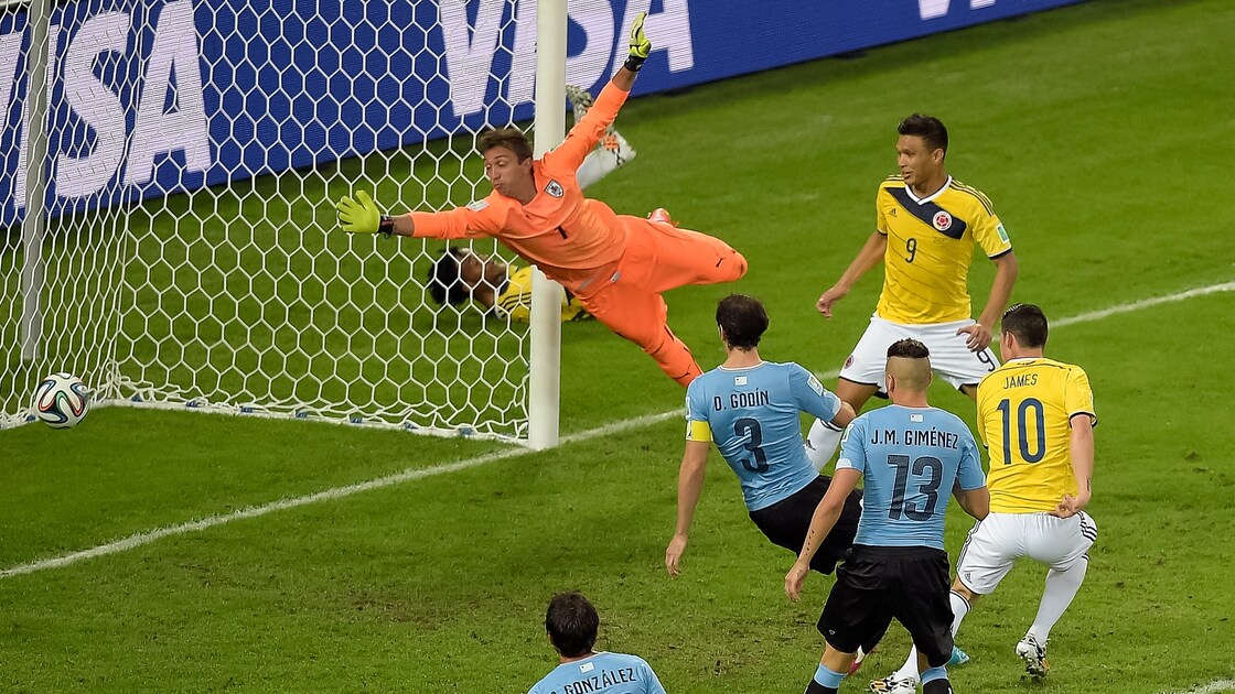 James Rodriguez Goal 49' | Colombia v Uruguay | 2014 FIFA World Cup Brazil™